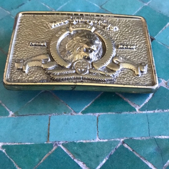 MGM | Accessories | Metro Goldwyn Mayer Solid Brass Belt Buckle In Box ...